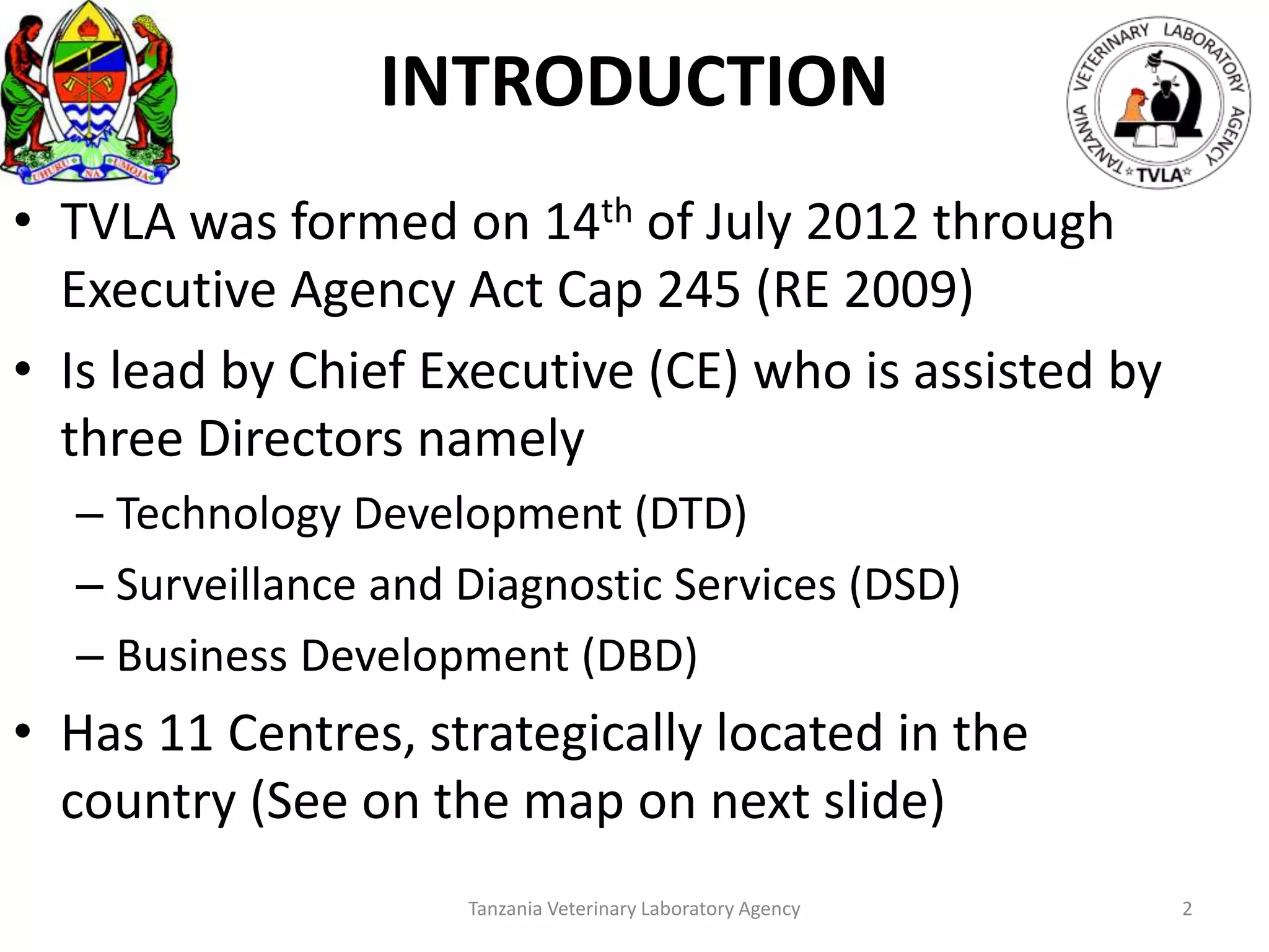 Tanzania veterinary laboratory agency (TVLA): Strengths and experiences | PPT