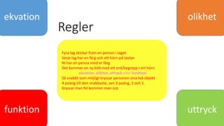 Tävling ekvation, olikhet, algebraiskt uttryck, funktion | PPT