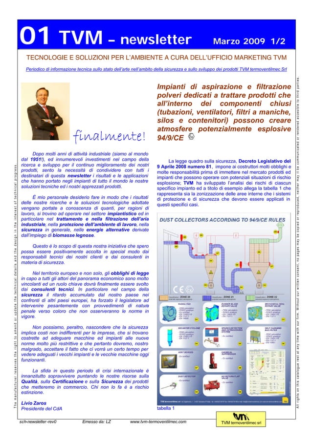 TVM termoventilmec 2009-newsletter-01-impianti aspirazione industriale | PDF