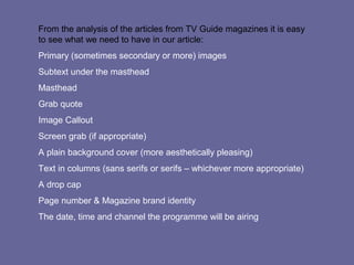 Tv magazine analysis | PPT