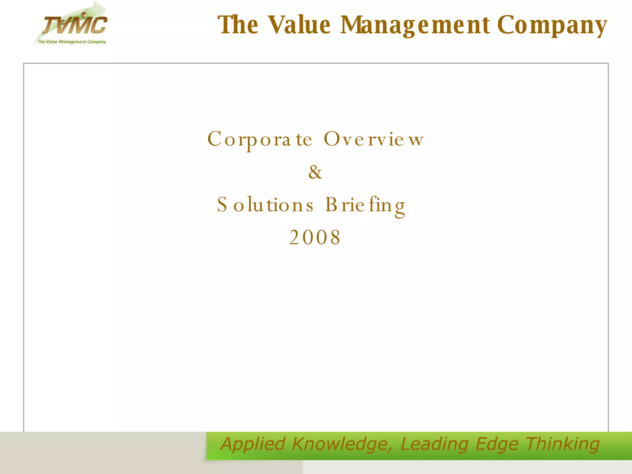 Tvmc Saa S Solutions Briefing 2008 | PPT