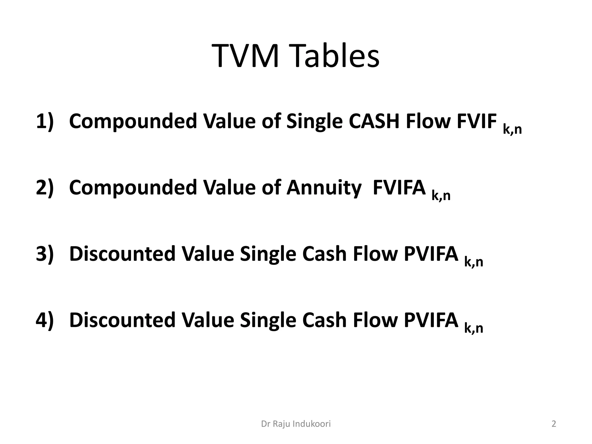 Tables - Time Value of Money | PPTX