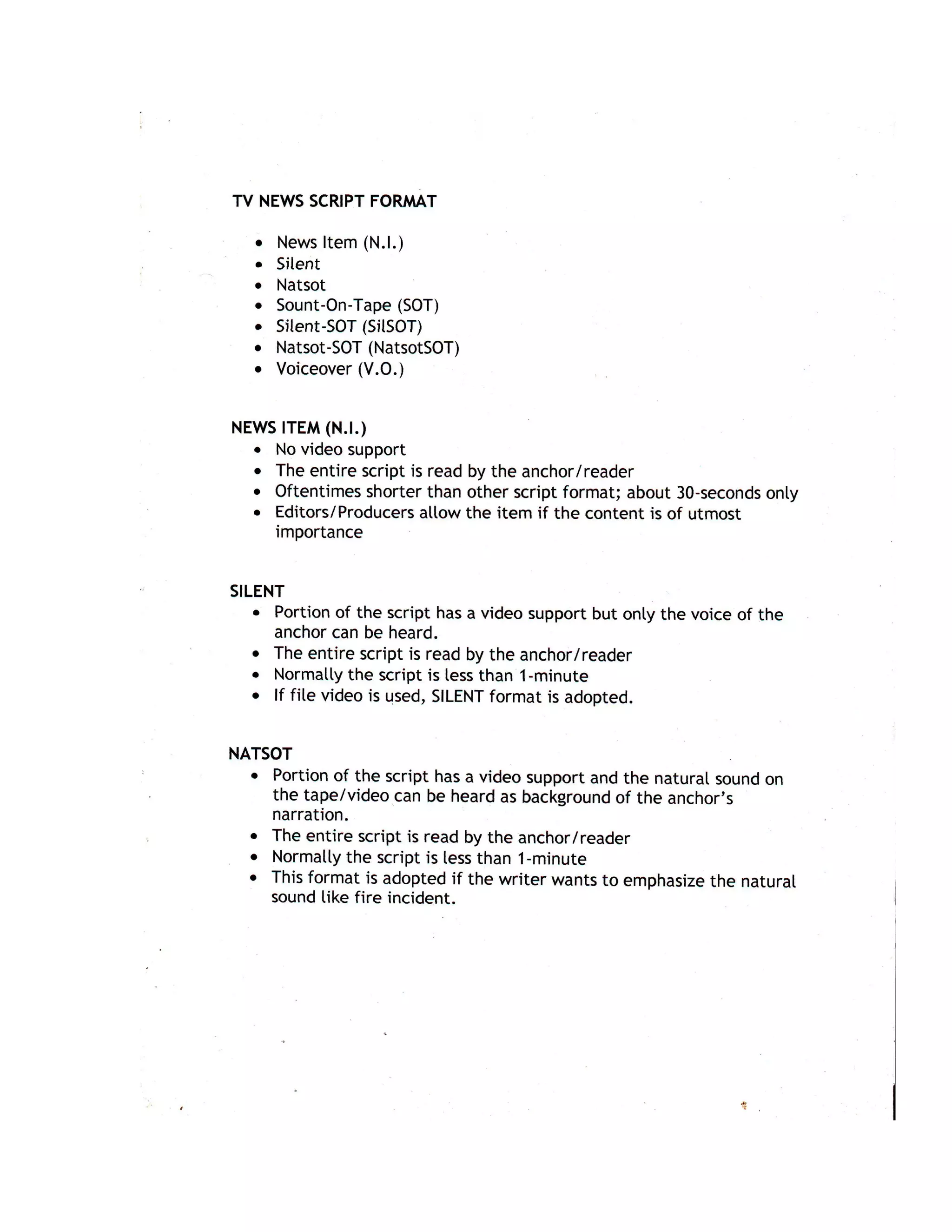 Tv news script formats & sample scripts | DOC