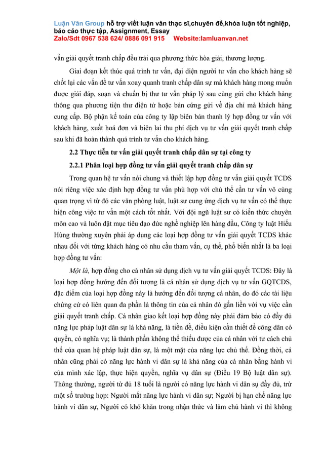 Tư vấn giải quyết tranh chấp dân sự nhìn từ thực tiễn hoạt động của Công ty Luật TNHH Hiếu Hùng ...