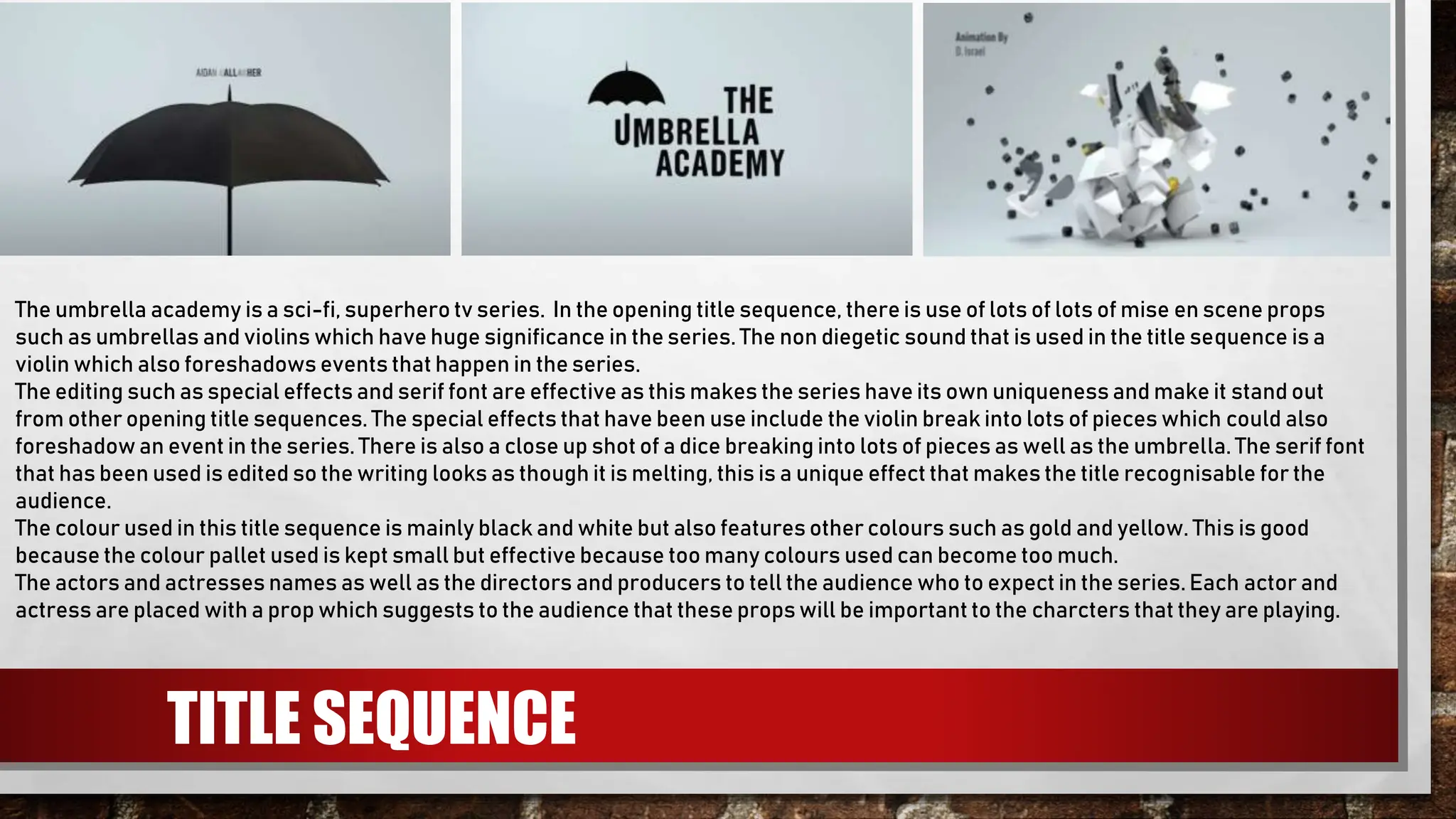 The Umbrella Academy TV Opening Sequences | PPTX