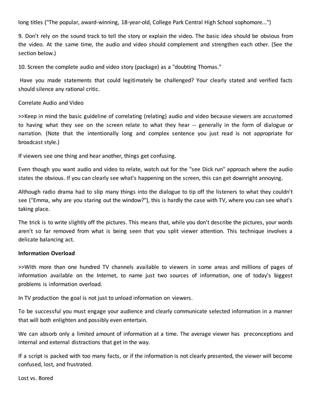 Tv production overview | DOCX | Video Production | Content Production