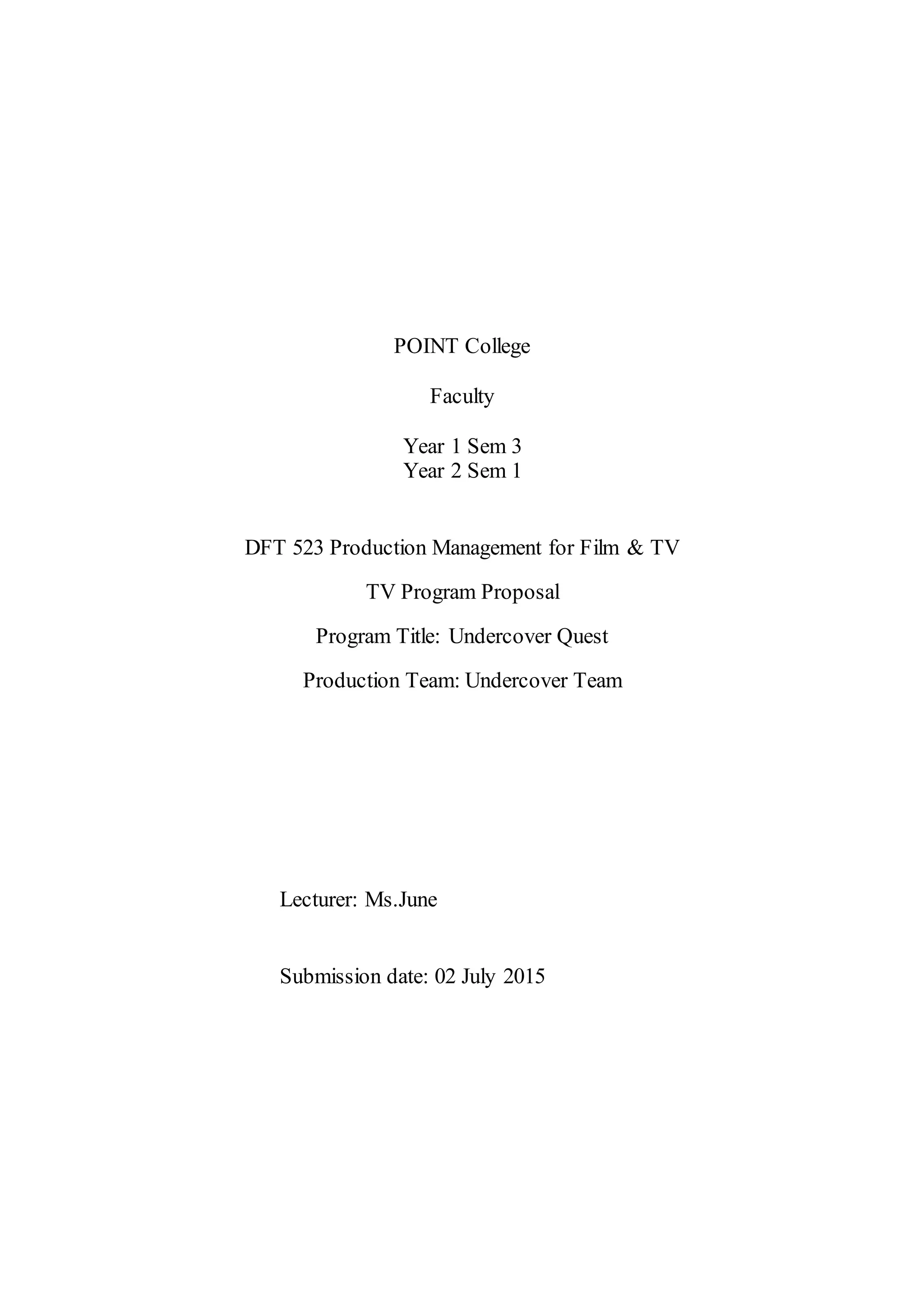 Tv prog proposal | DOCX