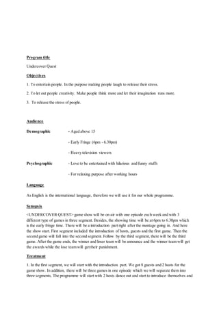 Tv prog proposal | DOCX