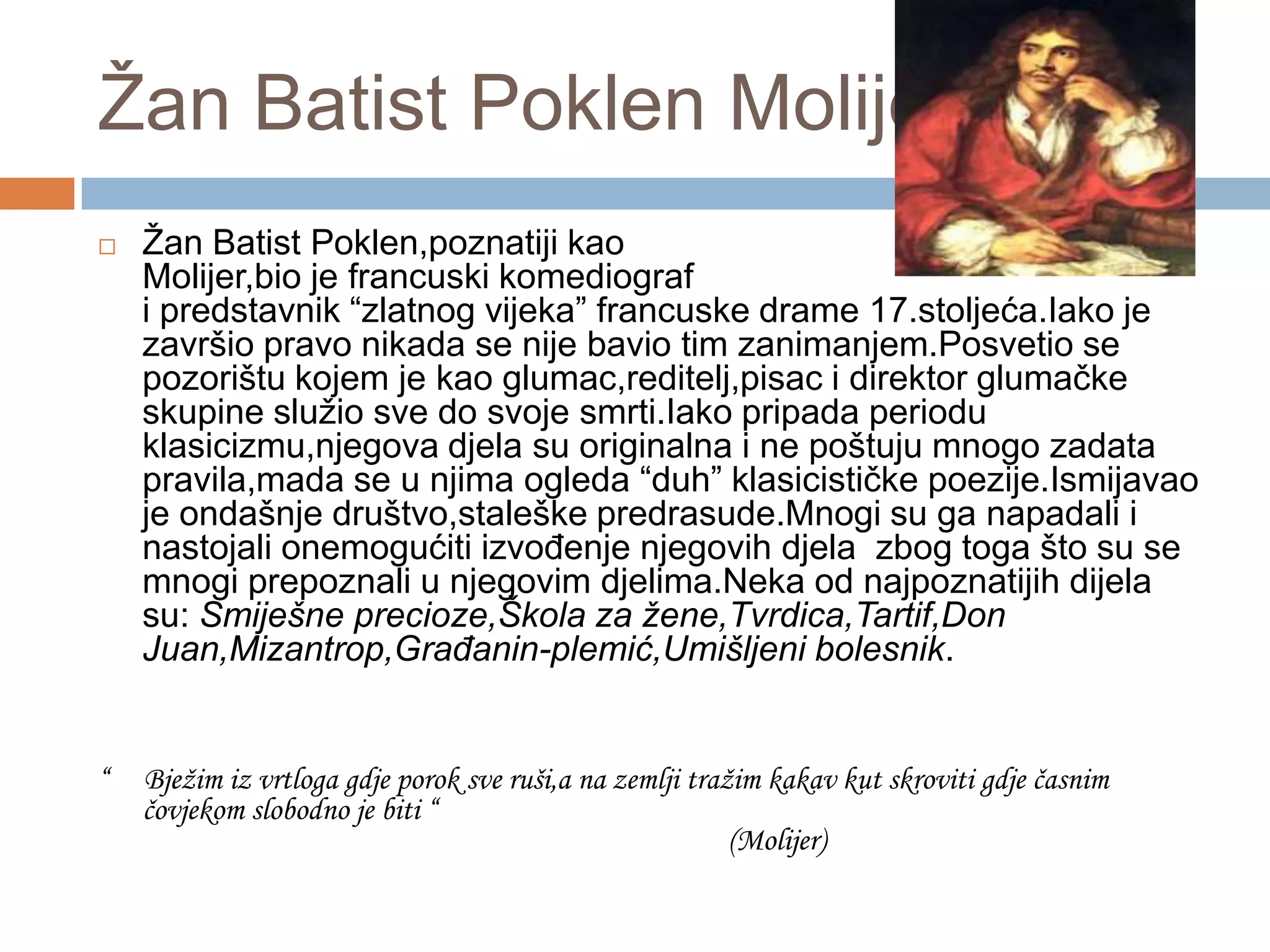 Žan Batist Poklen-Molijer "TVRDICA" | PPTX