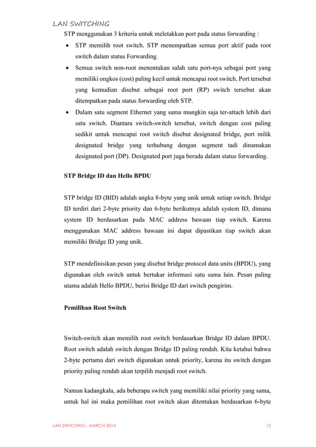 LAN Switching, Mengenal Trunk, VTP, dan STP | PDF