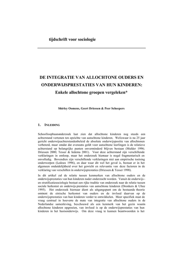Shirley Oomens, Geert Driessen & Peer Scheepers (2003) TvS DE ...