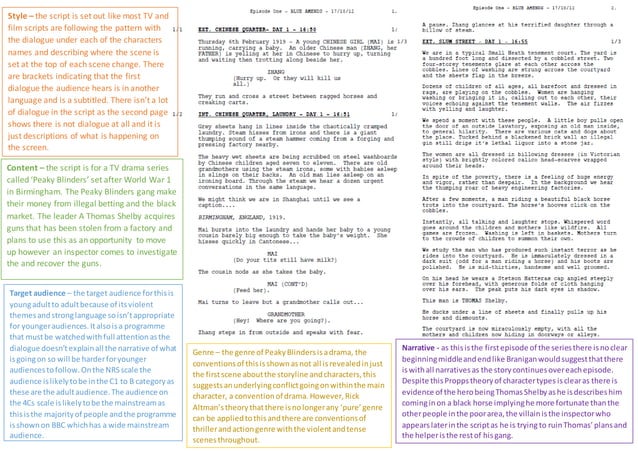 Tv script annotations | DOCX