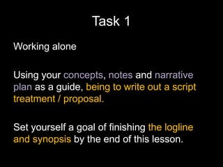 Tv script loglines, synopsis and treatment | PPT