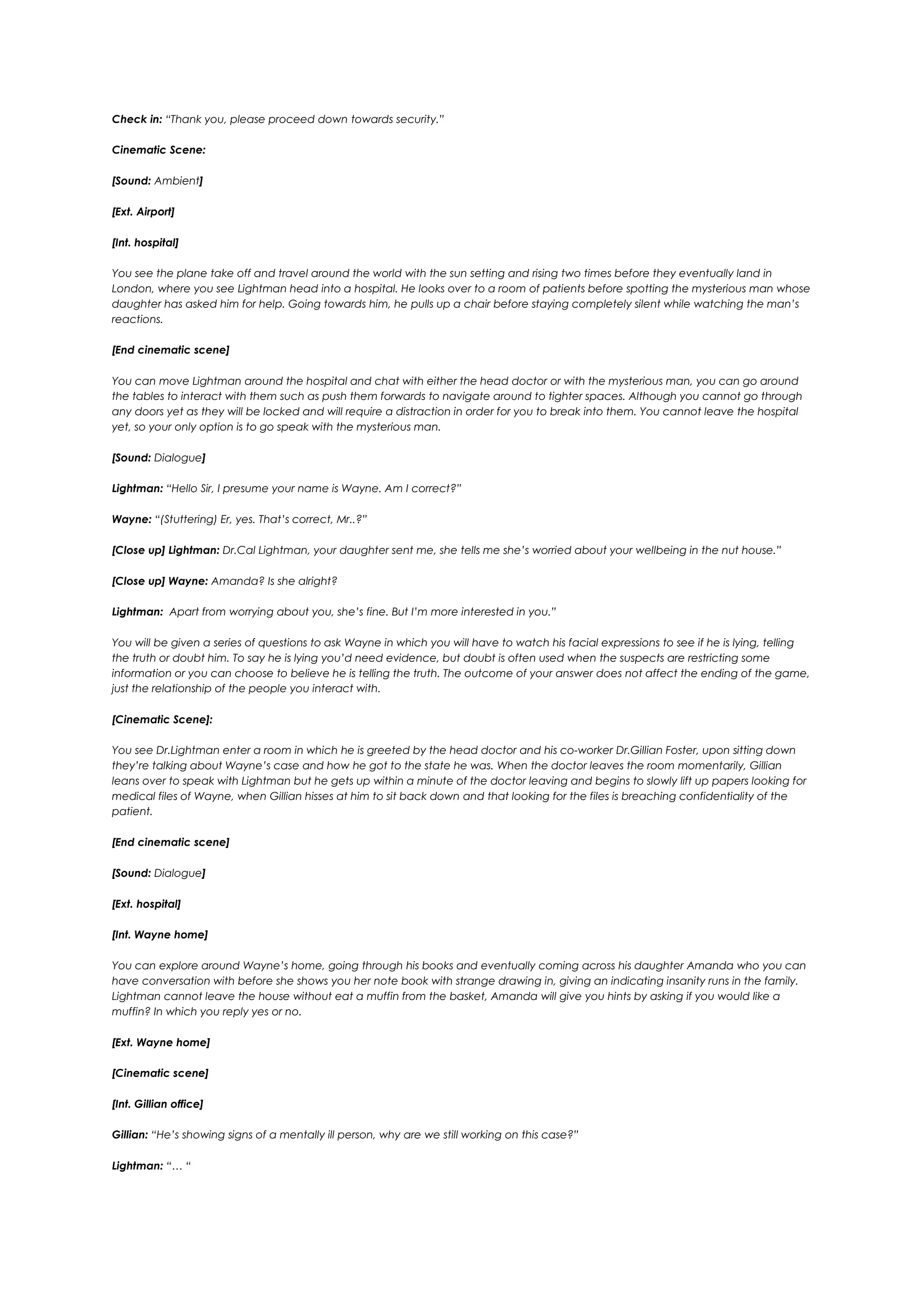 Lie to me game script. | DOC