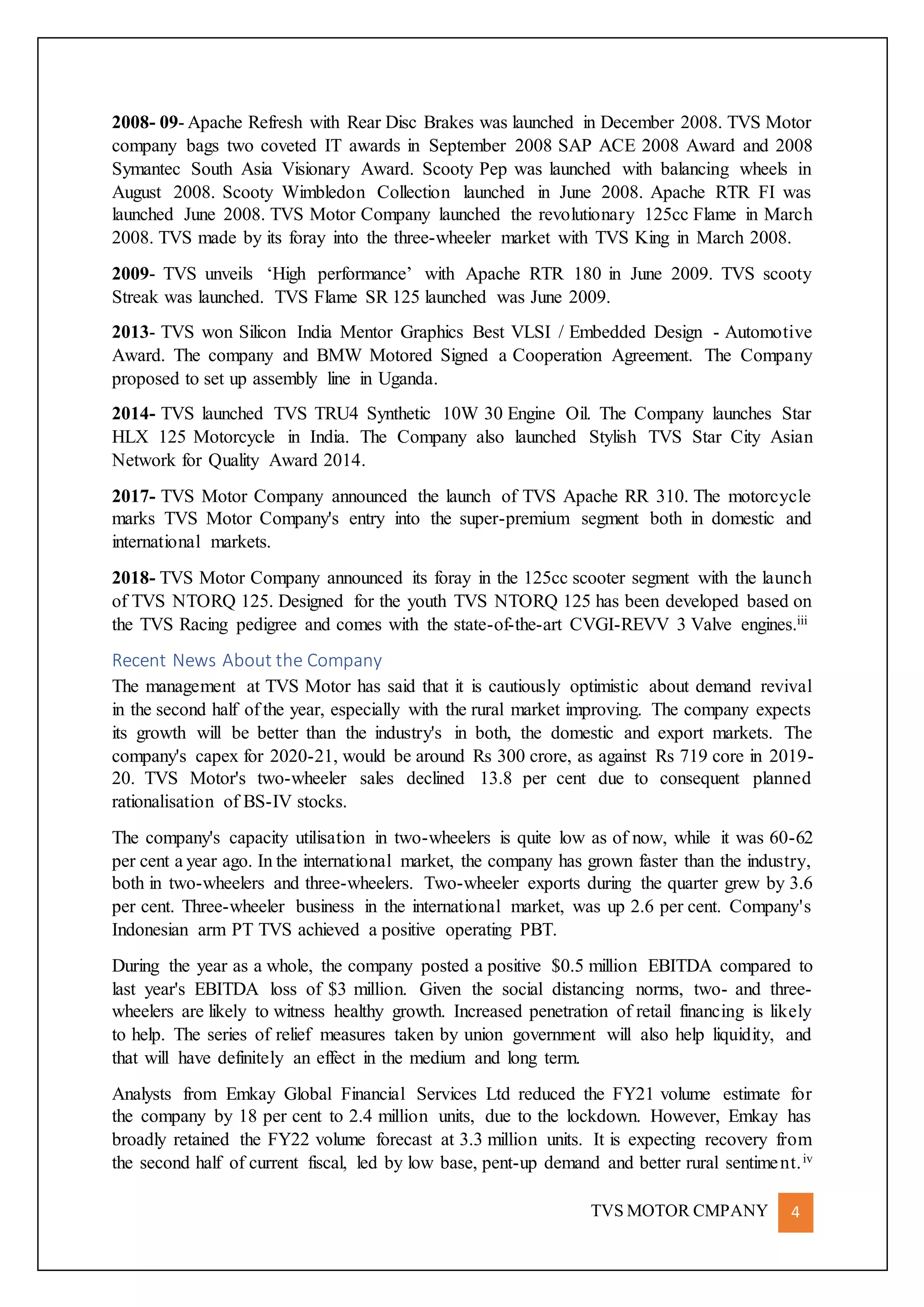 Tvs motor company | DOCX