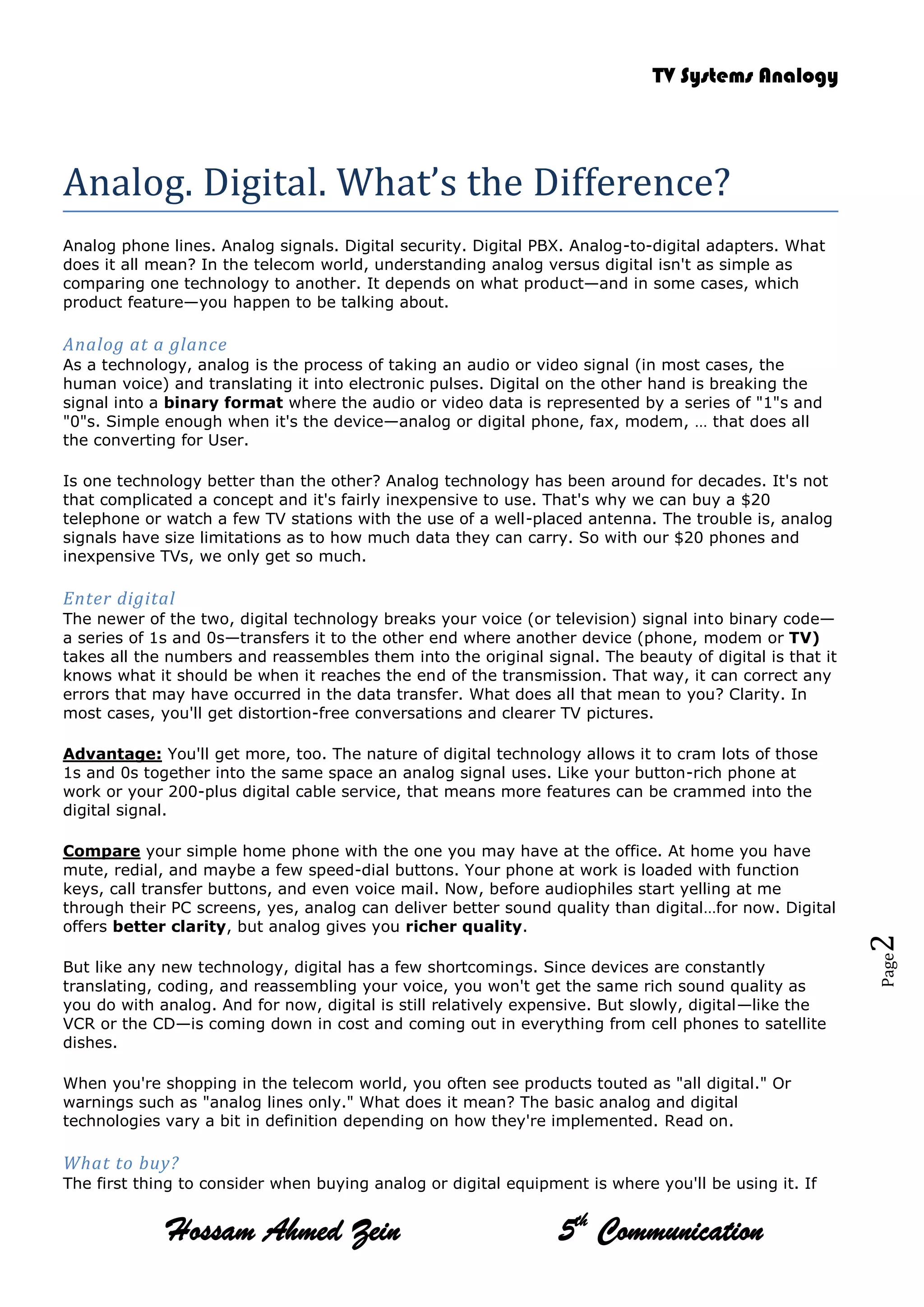 TV Systems Analogy | DOCX