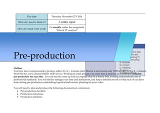TV & Film Production - Brief | DOCX