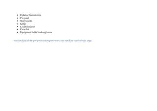 TV & Film Production - Brief | DOCX