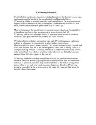 Tv viewing is harmful | DOC