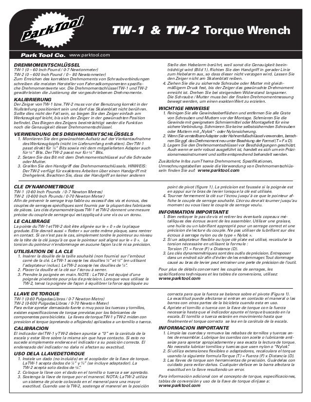 Tw 1 and tw-2 instructions