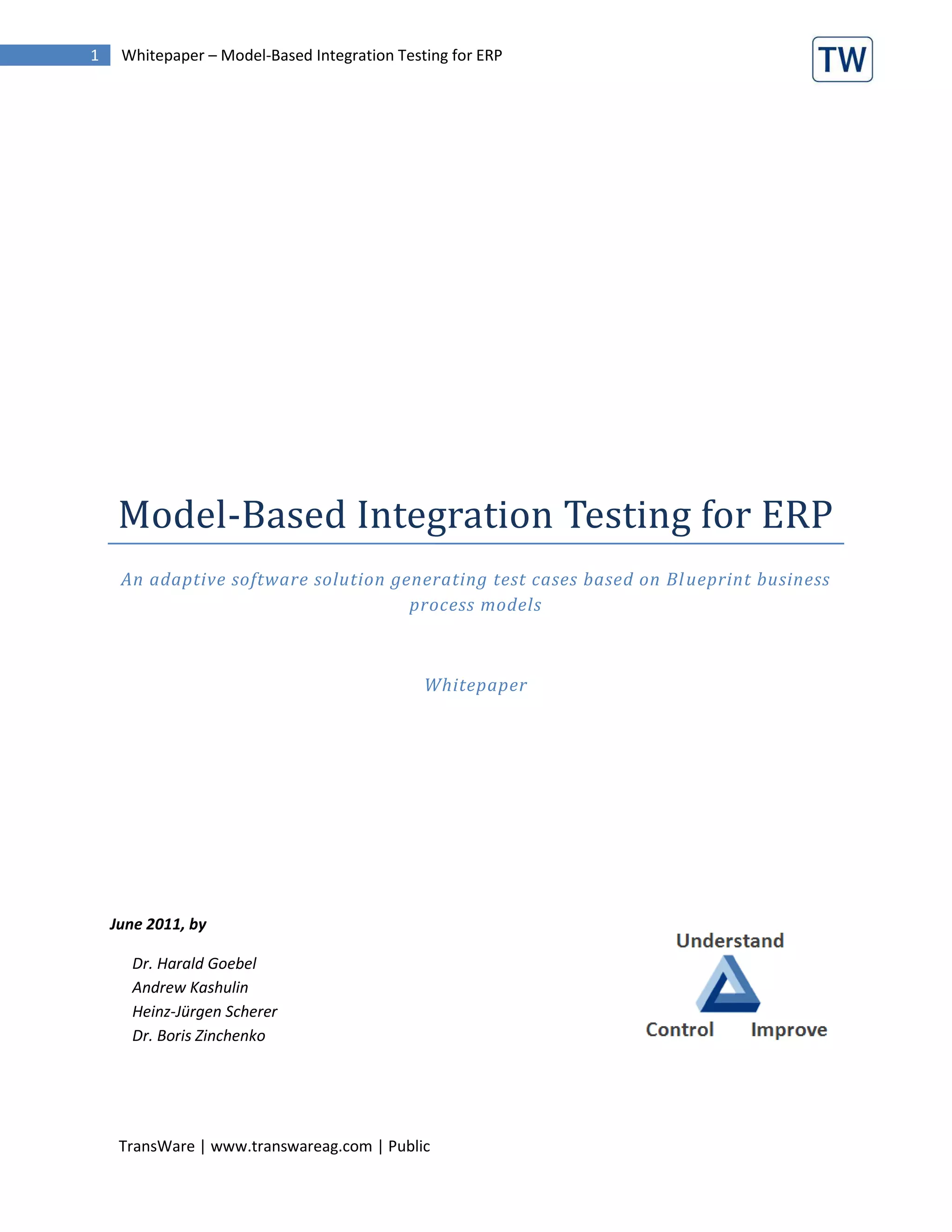 Model Based Testing For Integration And Regression Tests In Erp Pdf