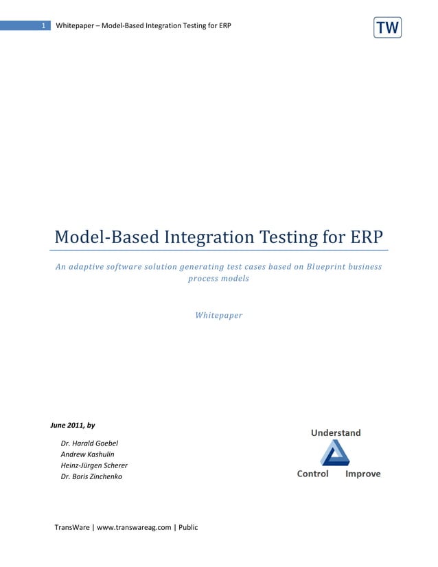 Model based testing for Integration and Regression Tests in ERP | PDF ...