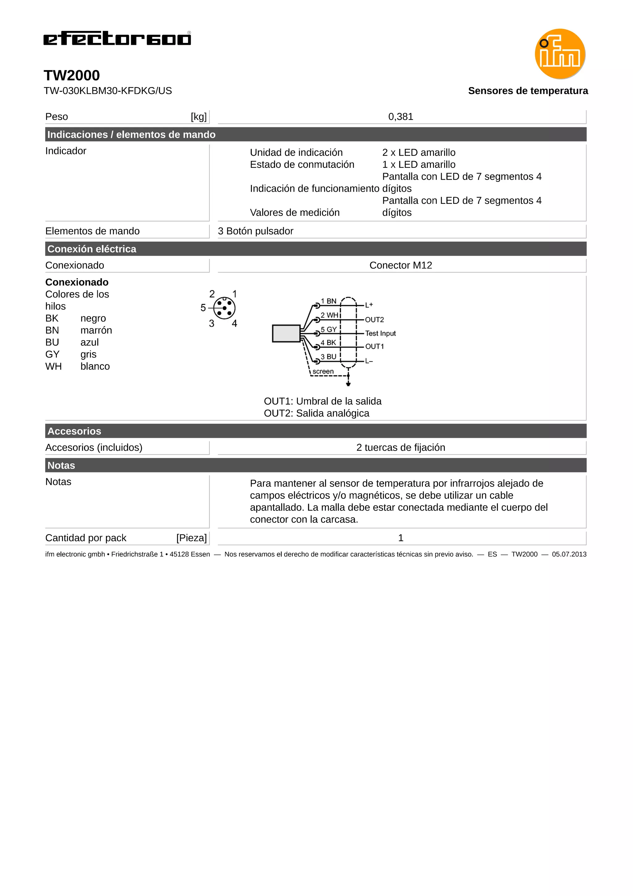 SENSOR TW2000 - IFM | PDF