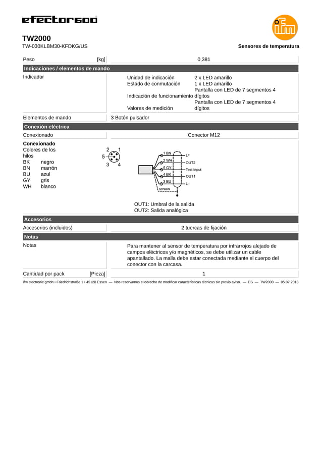 SENSOR TW2000 - IFM | PDF