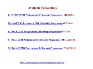 TWAS-CNPq Fellowships Brazil: Application Procedure and Guidelines | PPT