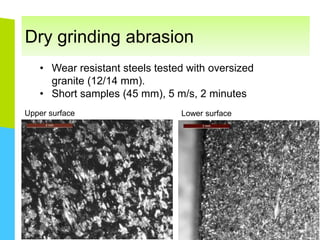 Hard rock tribology seminar - slurry and dry erosion wear testing | PPTX