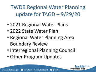 TWDB Regional Planning Updates - Sarah Backhouse | PPT