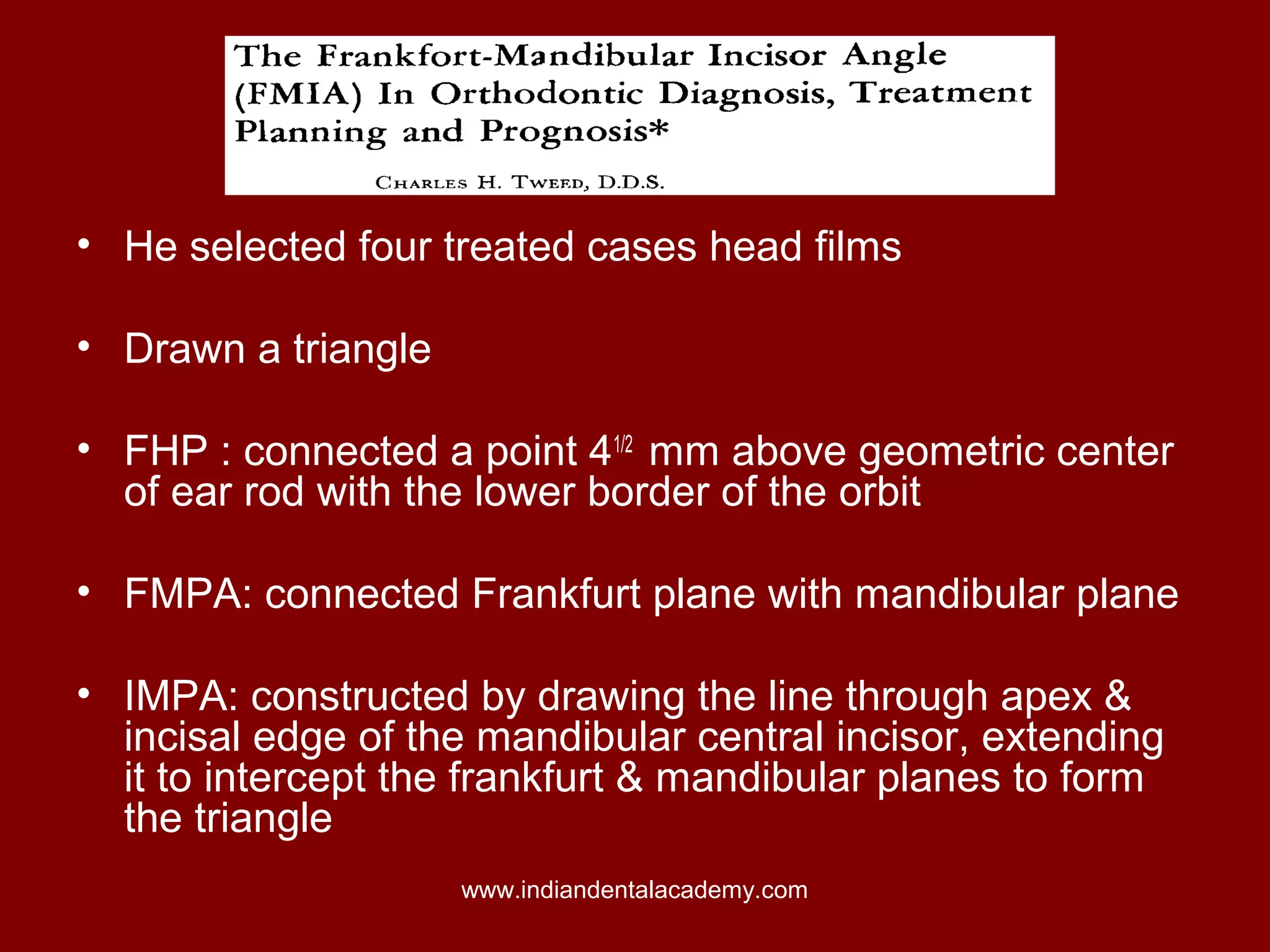Tweeds analysis & wits appraisal / dental crown & bridge courses | PPT