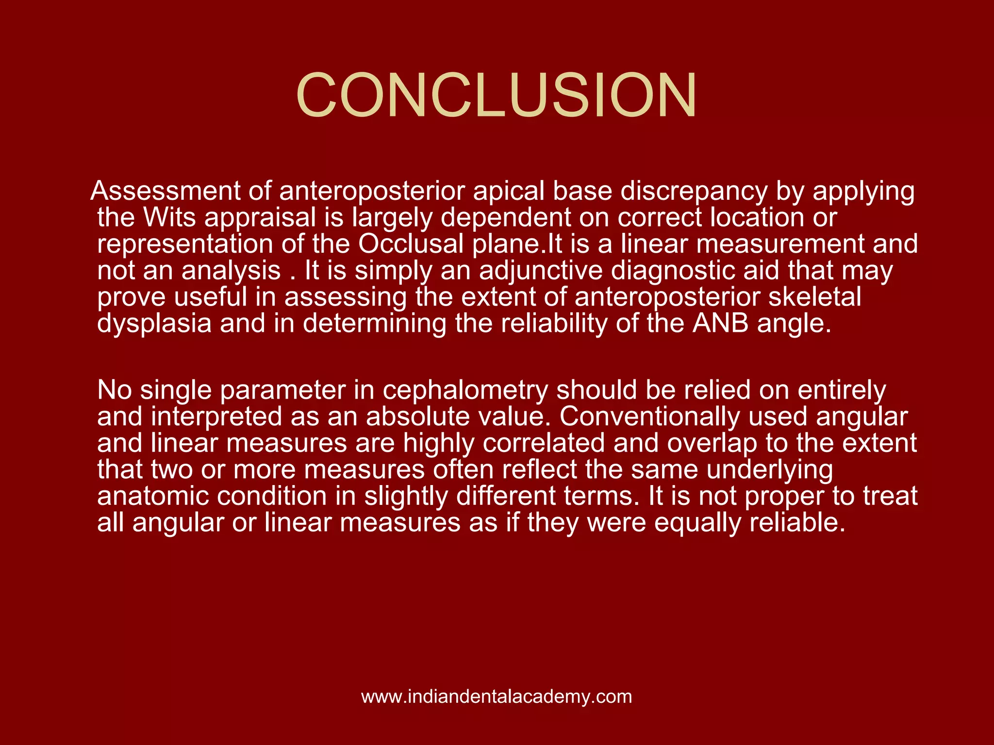 Tweeds analysis & wits appraisal / dental crown & bridge courses | PPT
