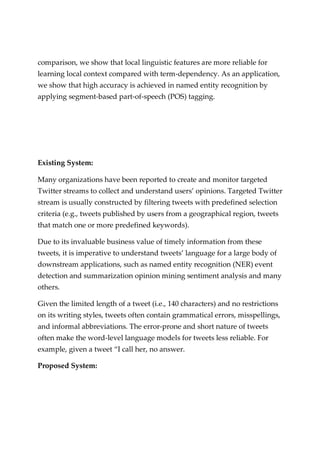 Tweet segmentation and its application to named entity recognition | PDF