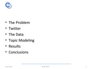Tweets topic modelling across different countries prezentarea | PPT