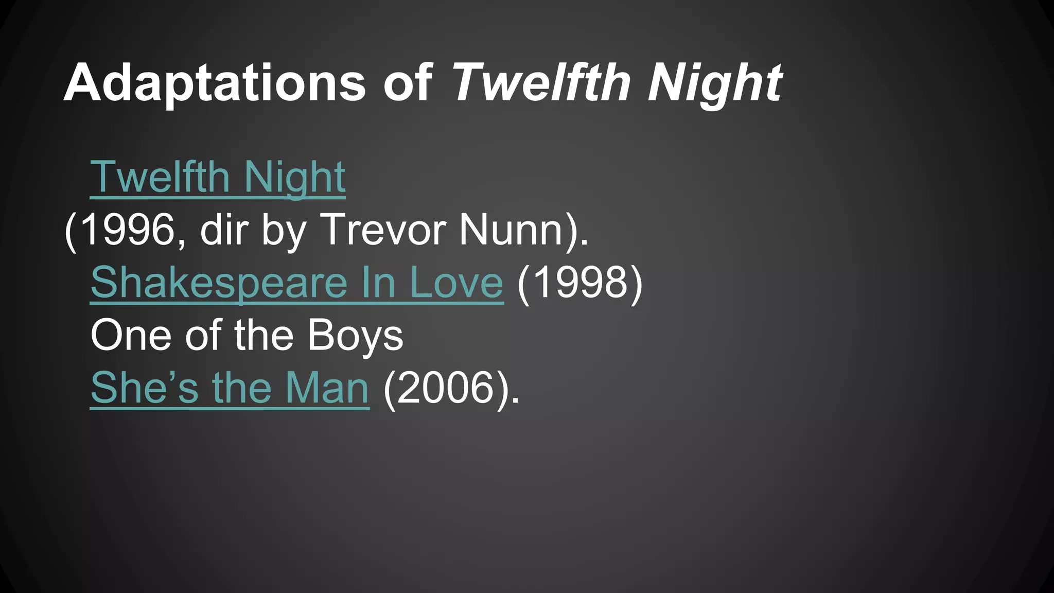 Twelfth Night Presentation by The Shakespearean Student | PPTX