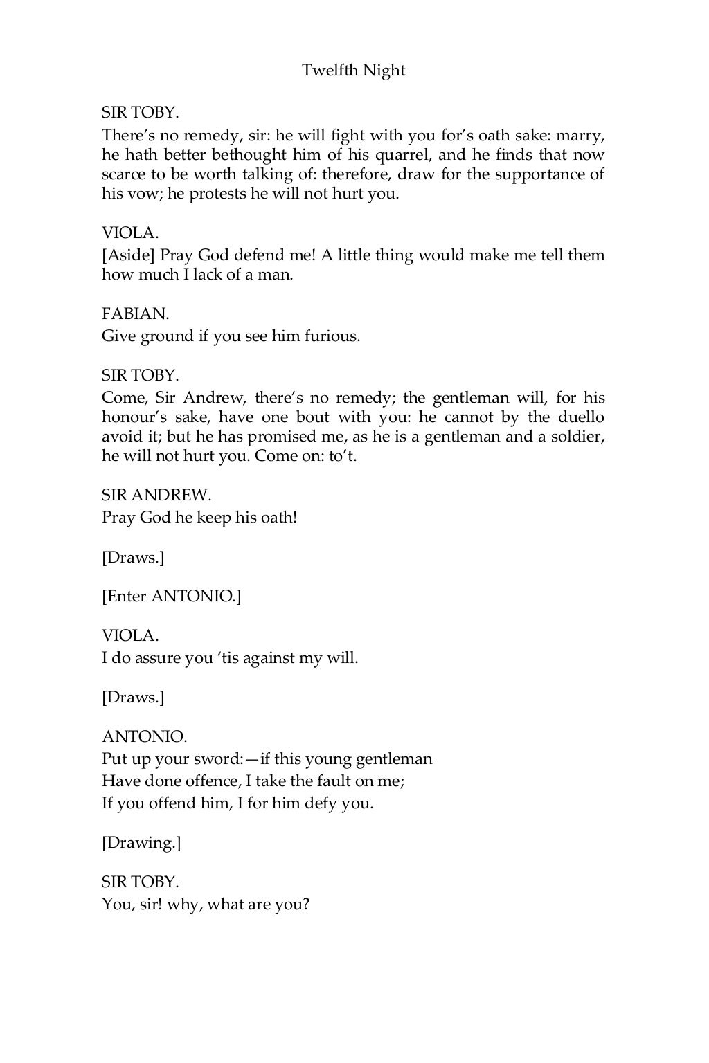 Twelfth night - william shakespeare