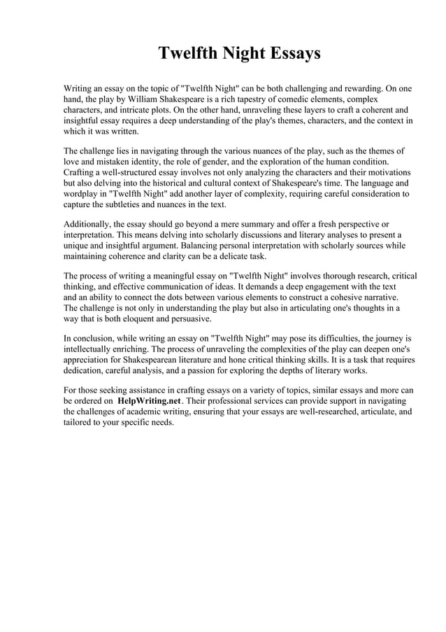 Twelfth Night Essays.pdf | Poetry | Books and Literature