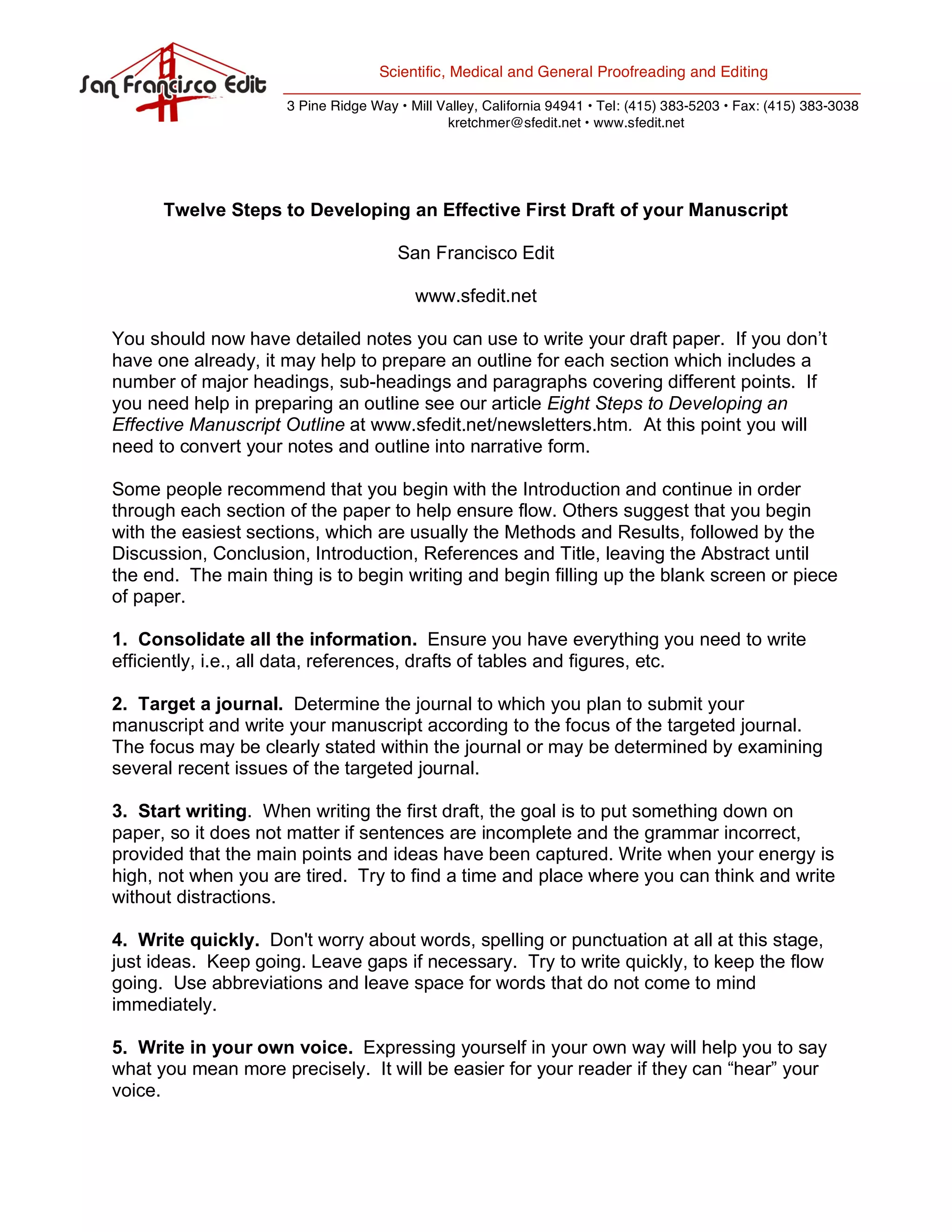 Twelve Steps To Developing An Effective First Draft | PDF