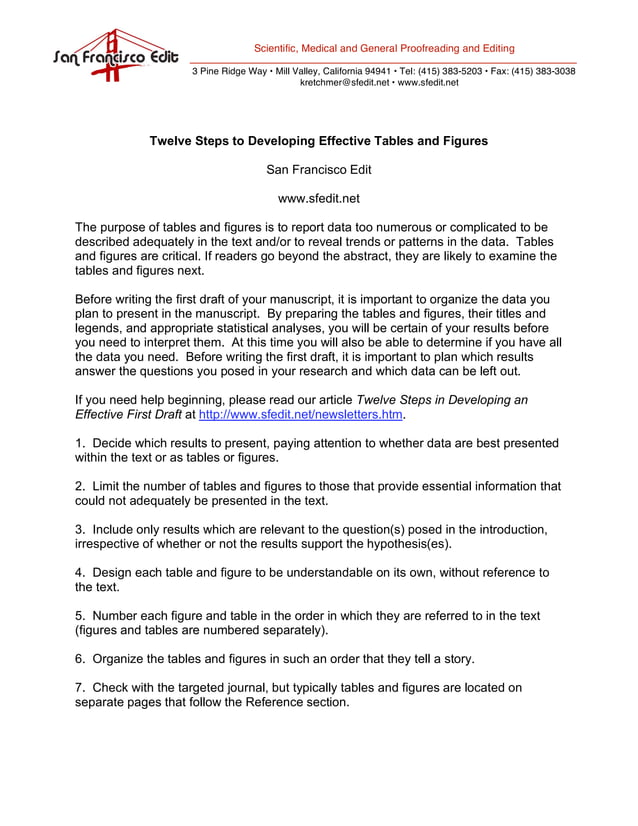 Twelve Steps To Developing Effective Tables And F Igures | PPT