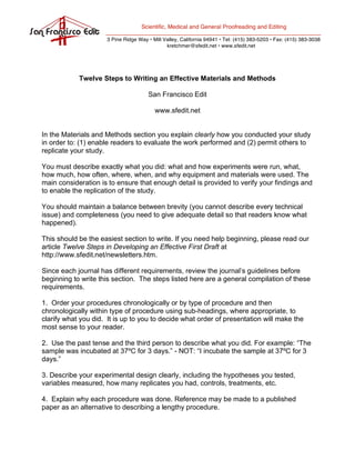 Twelve Steps To Writing An Effective Materials And Methods | PDF