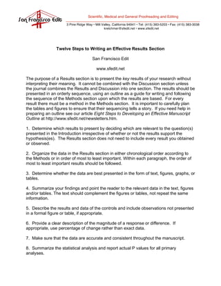 Twelve Steps To Writing An Effective Results Section | PDF