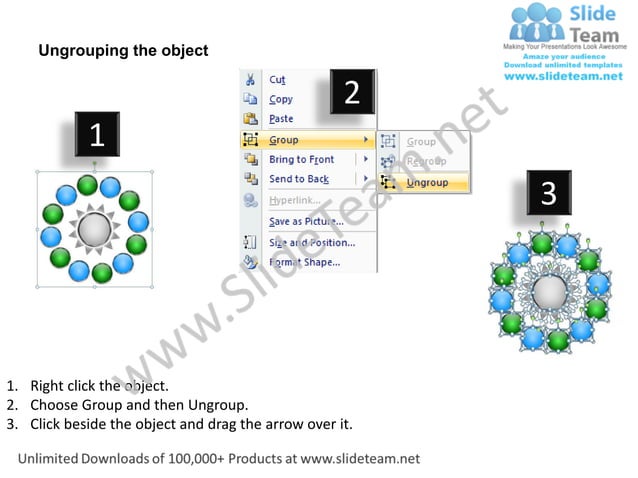 Twelve diverging stages flow chart circular spoke diagram power point slides | PPT
