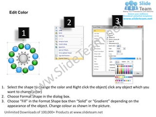 Twelve diverging stages flow chart circular spoke diagram power point ...