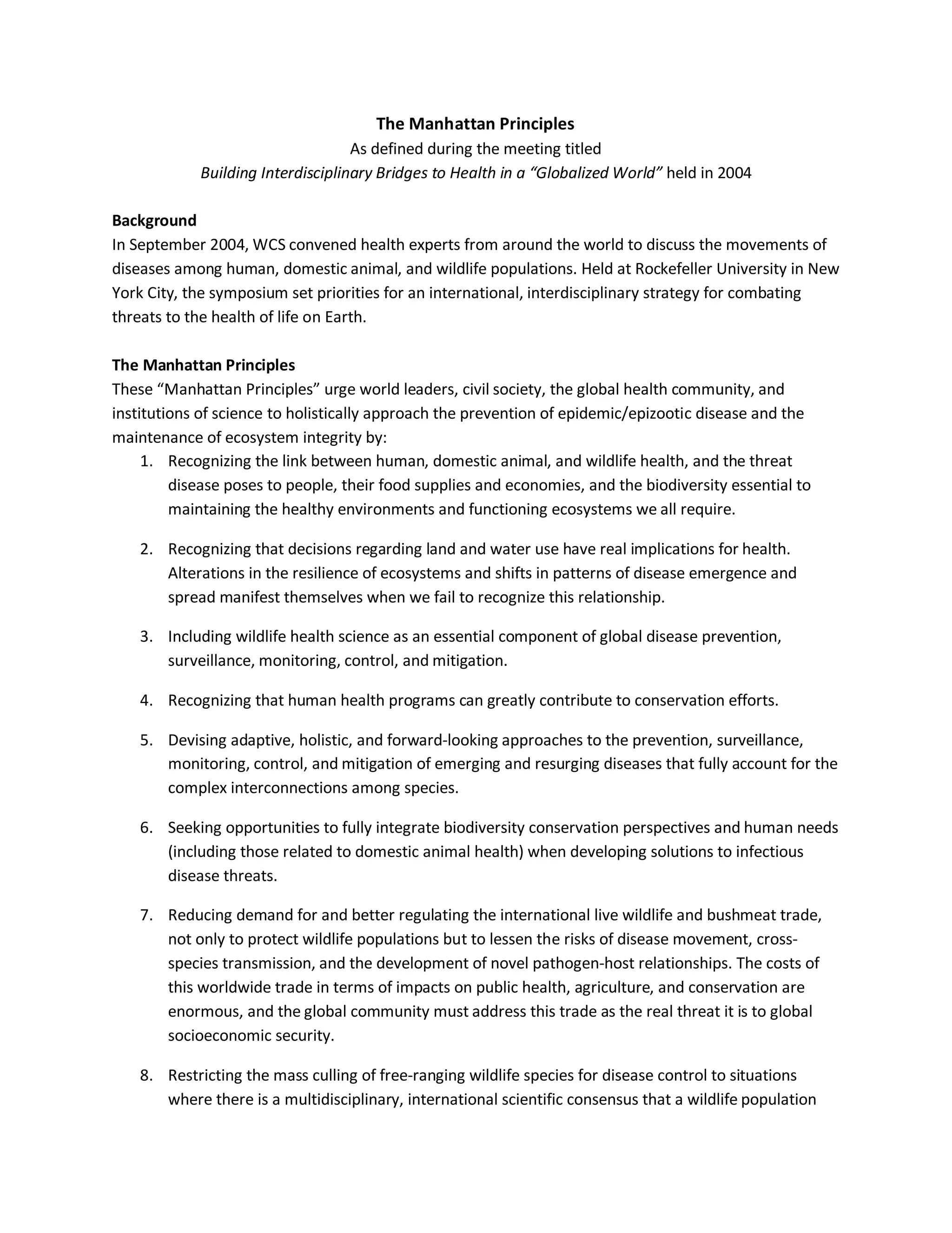 Twelve Manhattan Principles | PDF