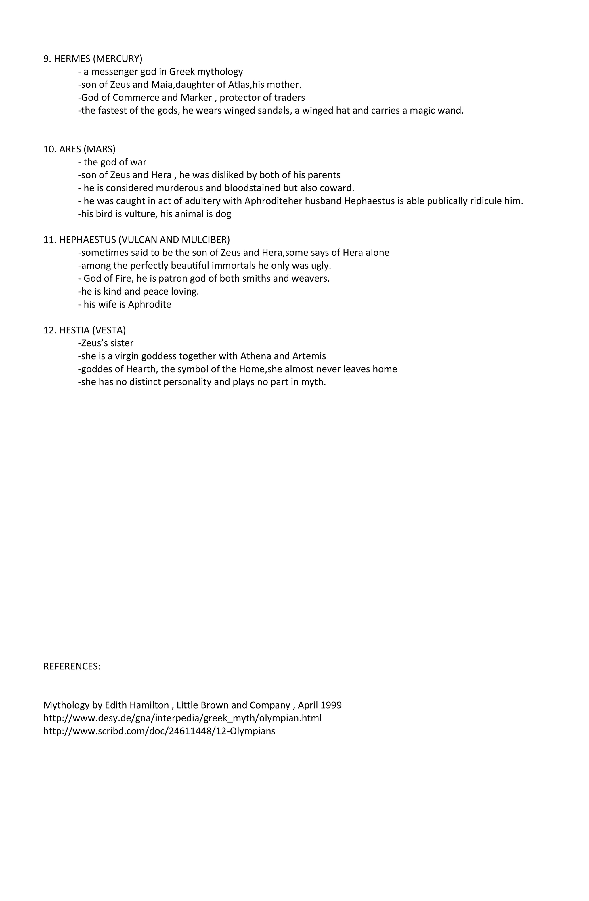 Twelve olympians | DOCX