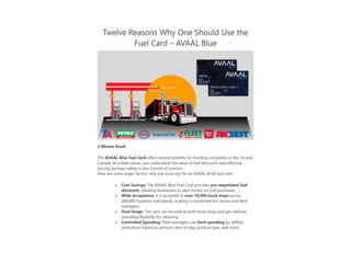 Twelve Reasons Why One Should Use The Fuel Card – AVAAL Blue | PPTX