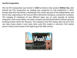 Twentieth century fox studio research | PPTX