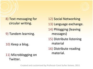 Twenty ideas for using mobile phones in the language classroom | PPT