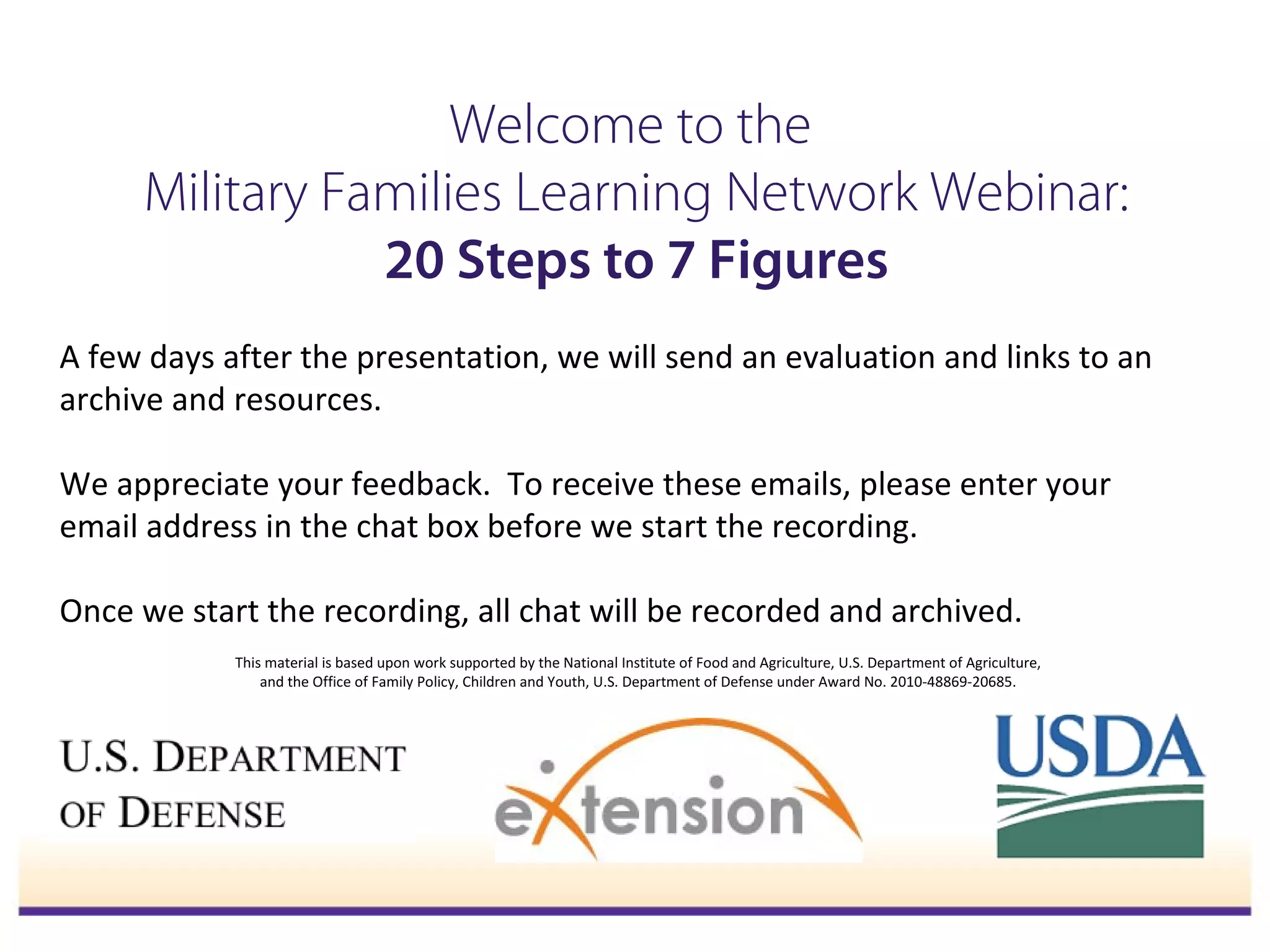 Twenty Steps to Seven Figures | PPT